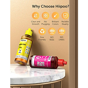 Hiipoo Sublimation Ink Refilled Bottles Work with WF7710 ET2760 ET2720 ET2803 ET2800 ET15000 C88 C88+ Inkjet Printer Heat Press Transfer on Mugs Plates T-Shirts Pillows Phone Case