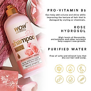 WOW Skin Science Himalayan Rose Hair Shampoo for Dry Damaged Hair - Hydrating Hair Repair w/ Rose Hydrosol & Argan Oil - Hair Growth Shampoo for Men & Women - All Hair Types 16.9 Fl Oz (16.9 Fl Oz (Pack of 1))