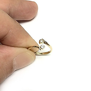 Jewelry Affairs 14K Yellow Gold Double Solitaire With CZ By Pass Style Adjustable Toe Ring