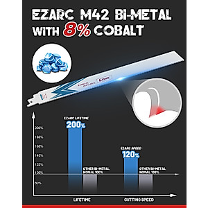 EZARC 25 Pack Bi-Metal Cobalt Reciprocating Saw Blades for Heavy Metal Cutting Sabre Saw Blades 12-Inch 14TPI R1226PM+