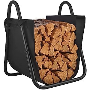 Rocky Mountain Goods Fireplace Log Holder with Removable Canvas Firewood Carrier - Firewood Rack Holds the Wood and the Removable Canvas Tote Makes Hauling Wood Easy and Convenient - 2 Products in One