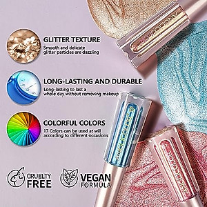 Anglicolor Glitter Eyeshadow Diamond, Liquid Eyeshadow Long-Lasting Quick-Dry, Lightweight Smooth, Shimmer Eyeshadow, Metals Gloss Sparkling Eyeliner Pen, Cosmetics Gift for Girls and Women