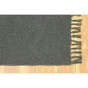 Casavani Indian Handmade Cotton Dhurrie Solid Black Area Rug Boho Kilim Flat Weave Rug Indoor Hall Room Decor Carpet Throw Rugs for Bedroom Living Room Bathroom Balcony 9x15 Feet