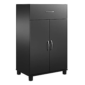 Pemberly Row Transitional 24" 1 Drawer/2 Door Base Storage Cabinet in Black