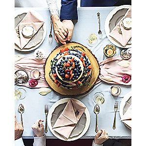 Pllieay 3 Pieces 9-10 Inch Wood Cake Stand Large Wood Slices Serving Tray, with 5 Pieces Cards and 5 Pieces Wood Table Number Card Holders for Table Centerpiece, Wedding Cake and Other DIY Projects