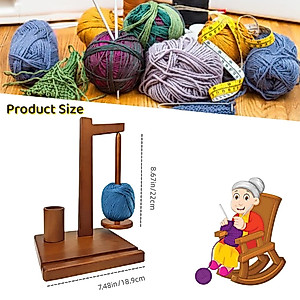 Yarn Holder for Crocheting Wooden Yarn Rack Stand with Phone Stand, Crochet Hook Storage and Magnetic Yarn Ball Holder Spinner