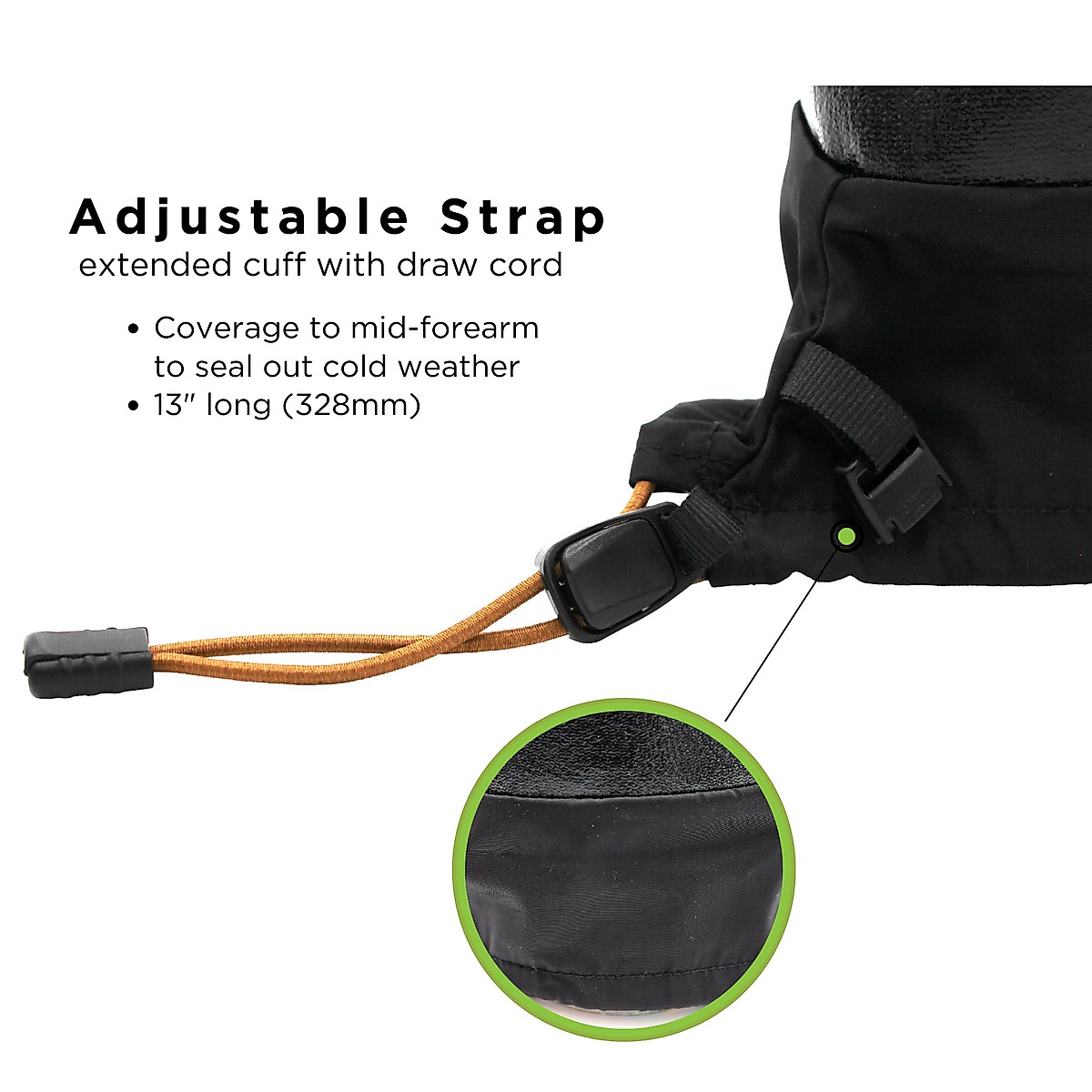 SHOWA 282-02 Waterproof Breathable Insulated Winter Snow Sports Glove with Extended Cuff, Large (1 Pair),Black