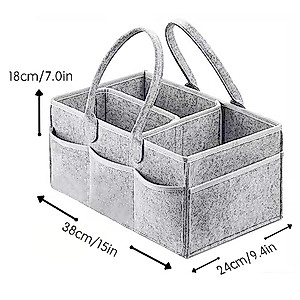 Baby Diaper Caddy Organize,Nursery Basket Set,Boys Girls Nursery Storage Bin,Large Nursery Holder Tote with Removable Compartments,Car Organizer for Diapers and Baby Wipes Newborn Essentials (Gray)
