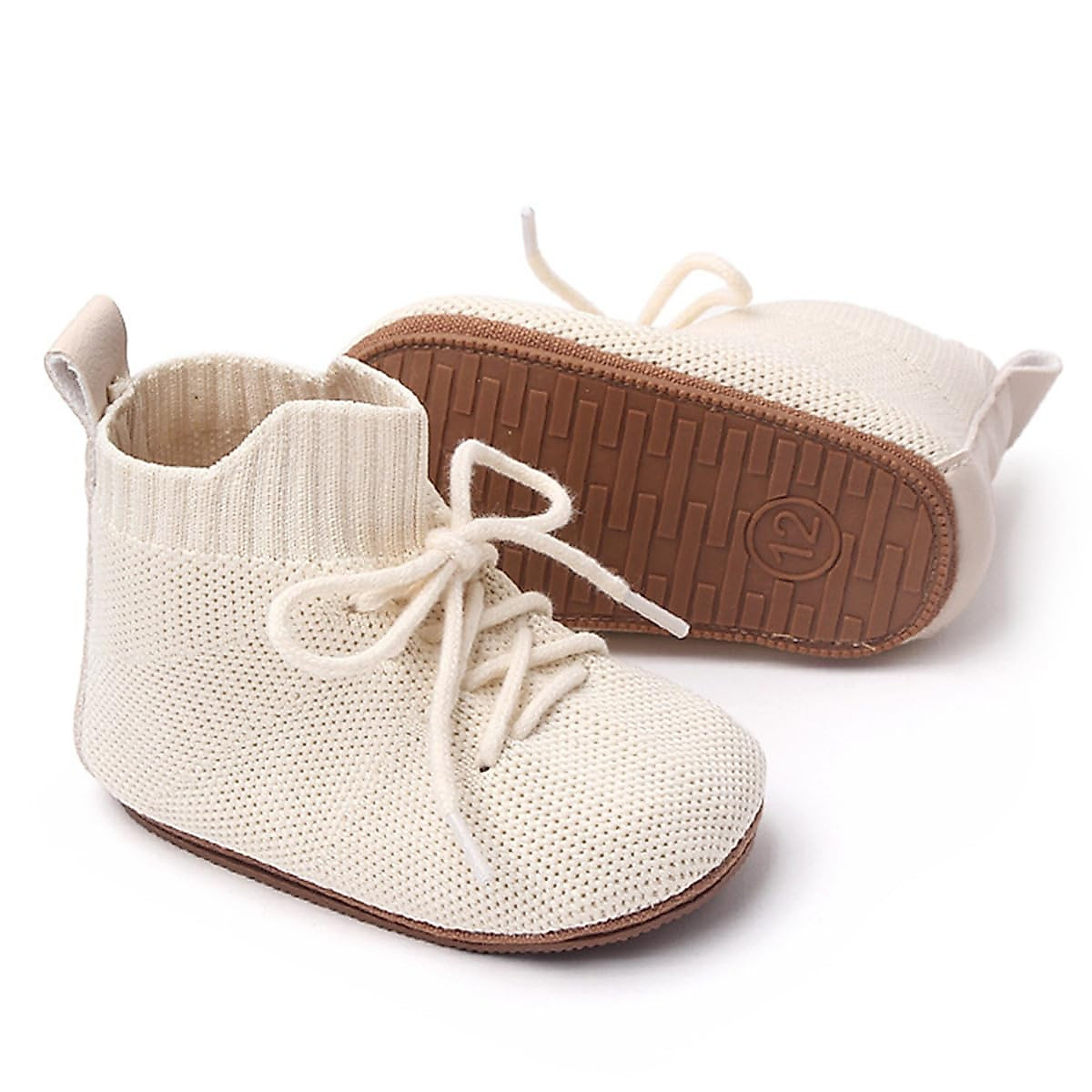 HsdsBebe Baby Ankle Boots Infant Boys Girls High Top Boots Anti-Slip Rubber Sole Sneakers Toddler Newborn Breathable Walking Crib Shoes(ZZY222 cream white,2)