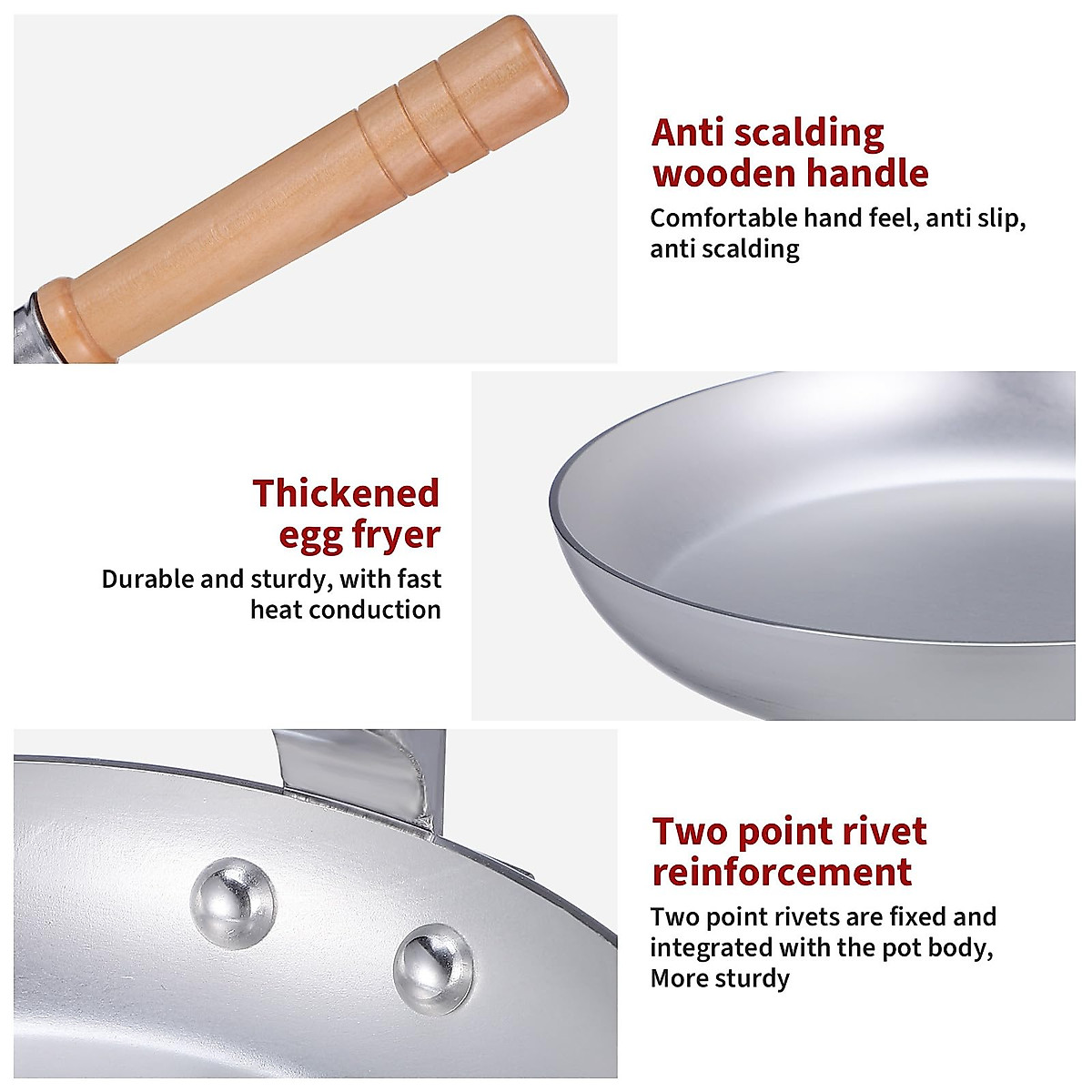 Cabilock Nonstick Tamagoyaki Pan Japanese Oyakodon Frying Pan Detachable Handle Home Kitchen Cooking