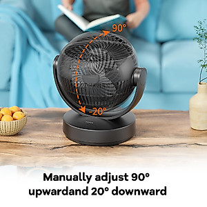HandFan 9-Inch Air Circulator Fan with 110-Degree Tilt Head and 5 Speed Settings, Fans for Home Bedroom, 70ft Strong Airflow, Aroma Function, 5 Timer Settings Ultra Quiet (30 dB), Black(AC Power)