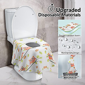 Gimars 20 Packs XL Large Full Cover Disposable Travel Toilet Potty Seat Covers - Individually Wrapped Portable Potty Shields for Adult, The Pregnant, Kids and Toddler Potty Training (Owl Design)