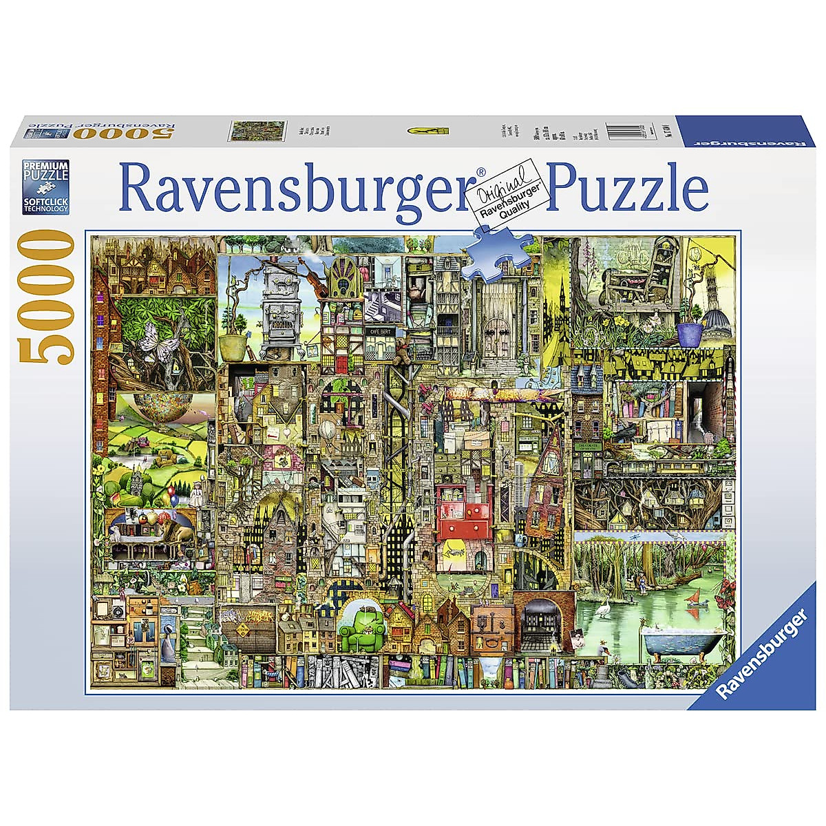 Ravensburger Colin Thompson: Bizarre Town 5000 Piece Jigsaw Puzzle for Adults | Premium Quality with Unique Piece Design | Anti-Glare Surface | Ideal for Group Activity | FSC-Certified Materials