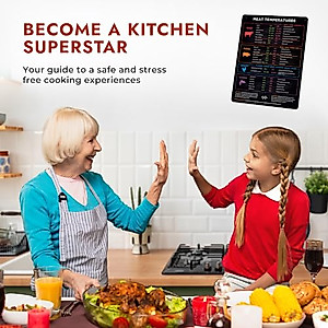 Levain & Co Meat Temperature Magnet - Beef, Poultry, Fish & Pork Cooking Temperature Chart - Vertical Meat Temperature Chart - Meat Temp Magnet Kitchen Tools Cooking Gadgets - Fridge Accessories