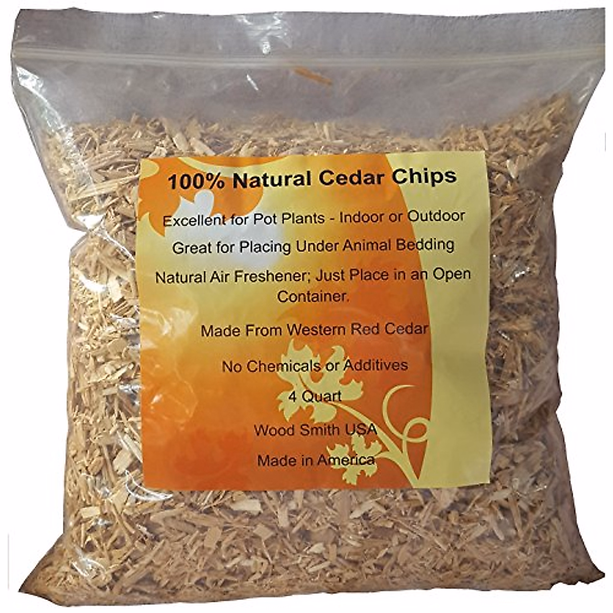 100% Natural Cedar Chips | Mulch | Great for Outdoors or Indoor Potted Plants | Dog Bedding | Pleasant Earthy Smell (4 Quart)