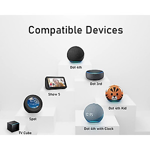 LEFXMOPHY H23K37 Show Power Cord Dot Charger Replacement for Show 5 (1st Gen 2019), Dot 4th / 3rd Generation - White AC Supply Adapter Accessories with 5ft Cable