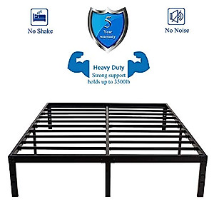 HOMUS King Size Bed Frame-16 Inch Tall Sturdy Platform Bed Base-Extra Heavy Duty Strong Steel Solid Metal Foundation- Easy Assemble/Noise Free/Non-Slip/Squeaky Free/No Box Spring Needed/King.
