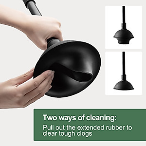 Eyliden Toilet Plunger and Brush, 2 in 1 Toilet Bowl Brush Plunger Set with Holder, Bathroom Cleaning Tools Combo with Caddy Stand (Black)