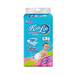 Kids Life Pant Type Baby Diapers, Soft Elastic, Upto 12 Hours Long Lasting Dry Feeling (Size S, 46 Diapers, 4-8 KG) (S)