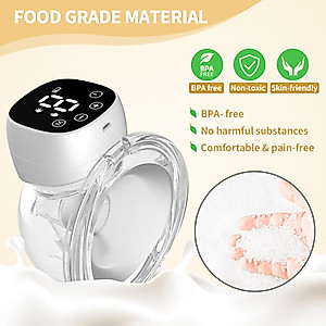 Hands Free Breast Pump Electric,Wearable Breast Pump Portable,Silent Pain-Free Breast Pump HD LCD Display with 3 Mode & 9 Levels - 24 mm Flange (White)