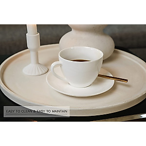 DN DECONATION White Wood Tray, Large Decorative Tray for Coffee Table, Ottoman, Decorative Round Trays, Accent Tray for Dining Room, Living Room, Farmhouse Decor