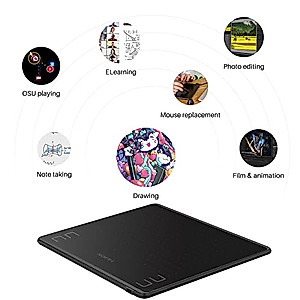 Drawing Tablet HUION HS64 Beginner Graphics Tablet OSU Tablet with Battery-Free Stylus 8192 Pressure Sensitive for Dgital Art, Painting & Design, Compatible with Windows, Mac, Android & Linux Black