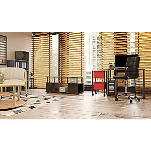 Furinno JAYA Utility Design Coffee Table / TV Stand for TV up to 55 Inch with Open Storage, Blackwood