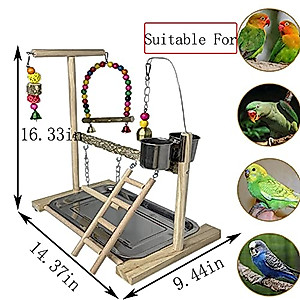 Tfwadmx Bird Playground Parrots Play Stand Birdcage Play Stand Play Gym Parakeet Ladders Exercise with Feeder Cups for Cockatoo Lovebirds SmallBirds Conure Cockatiel Cage Accessories Toy