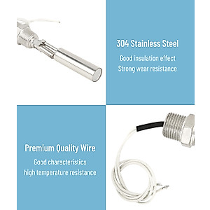 DC0-110V Liquid Water Level Sensor, Sensor Switch, Male Thread 1/2 NPT 304 Stainless Steel, Suitable for Liquids of Different densities, pressures and temperatures