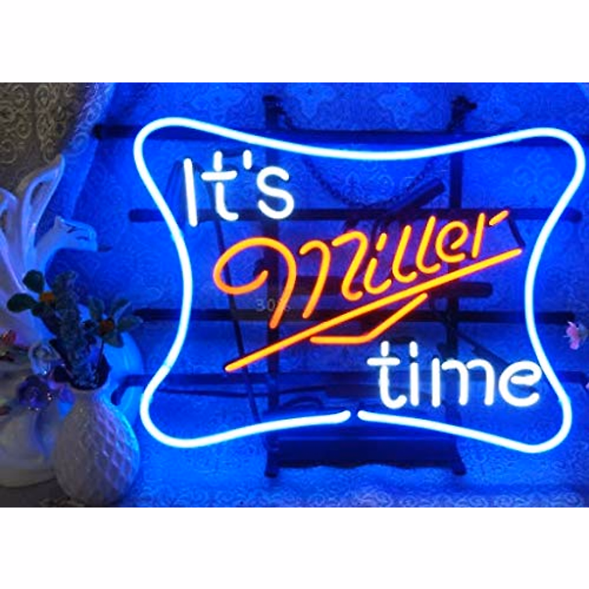 glas tube Neon Sign handmade miller 16”×13” for Home Bedroom Garage Decor Wall Light, Striking Neon Sign for Bar Pub Hotel Man Cave Recreational