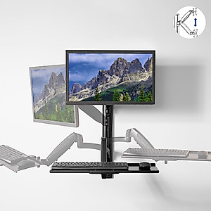 VIVO Black Sit-Stand Wall Mount Counterbalance Height Adjustable Monitor and Keyboard Workstation for Screens up to 27 inches STAND-SIT1K