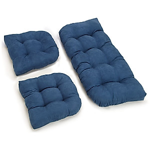 Blazing Needles, L.P. Microsuede Rounded Back Set Settee Cushions, 42" x 19", Indigo, 3 Count