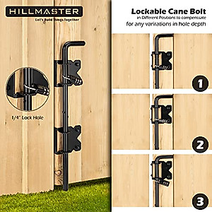 HILLMASTER Upgrade 18" Heavy Duty Cane Bolt Gate Drop Rod for Wood Fence, Steel Drop Bolts Cane Bolt Hardware for Wooden Gater and Holding Doors, Black Finish