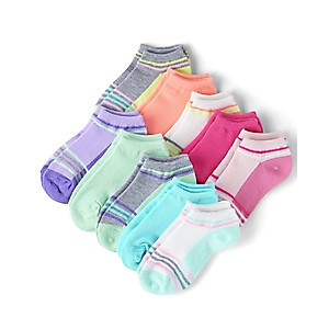 The Children's Place Girls' Ankle Socks, Color Block 10 Pack, 3-6 Years