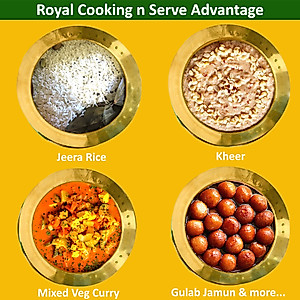 HOKOYA Brass Handi for Cooking Food (5 Litre Water Capacity) Medium Size Brass Handi for Cooking Biryani | Brass Utensils for Kitchen Cooking