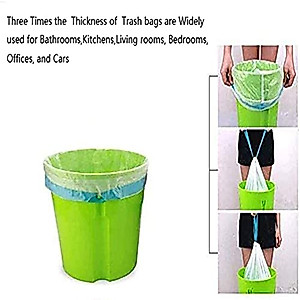 1.5 Gallon Trash Bags With Drawstring, 100 Pcs Trash Can Liners Black, Blue Strap Bathroom Garbage Bags Tighten Quickly Pack Garbage, Quick Cinch of the Drawstring, lasting value