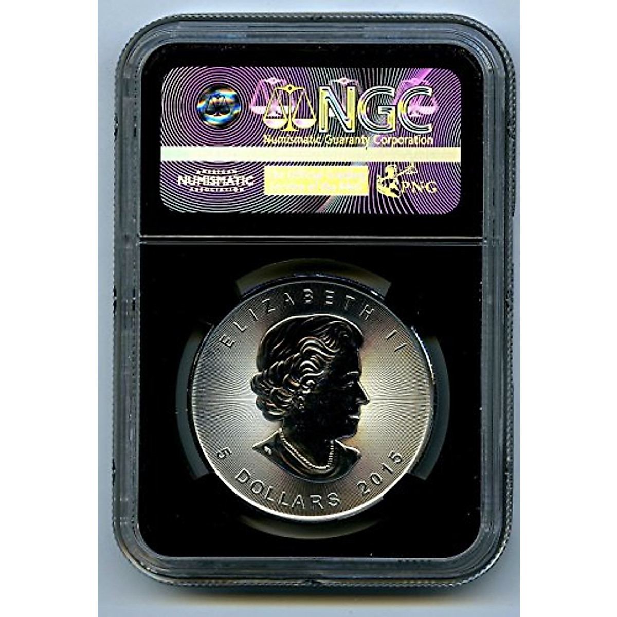 2015 CA Canada 1 OZ Silver Maple Leaf Rare RETRO BLACK HOLDER RED LABEL $5 MS70 NGC