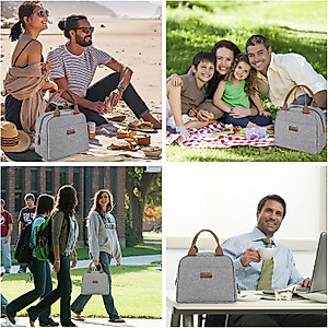 LANDICI Lunch Bag for Women Men Insulated Small Lunch Box for Adult Kids, Waterproof Reusable Soft Sided Cooler Lunch Tote Bag for Work Office School Travel Picnic Food, Grey