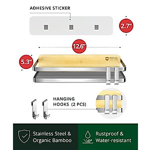 ROYAL CRAFT WOOD Bathroom Shower Caddy Organizer & Bath Product Holder for Wall - Self Adhesive Over The Toilet Storage Shower Shelves for Inside Shower - Shower Storage Suction Rack (2-Pack)