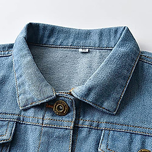 Noubeau Toddler Baby Boys Girls Jean Jacket Kids Denim Jacket Long Sleeve Button Top Coat Casual Outerwear (Blue, 2-3T)
