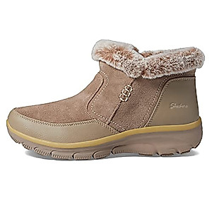 Skechers Women's Easy Going-Warm Escape Ankle Boot, Taupe/Taupe, 10