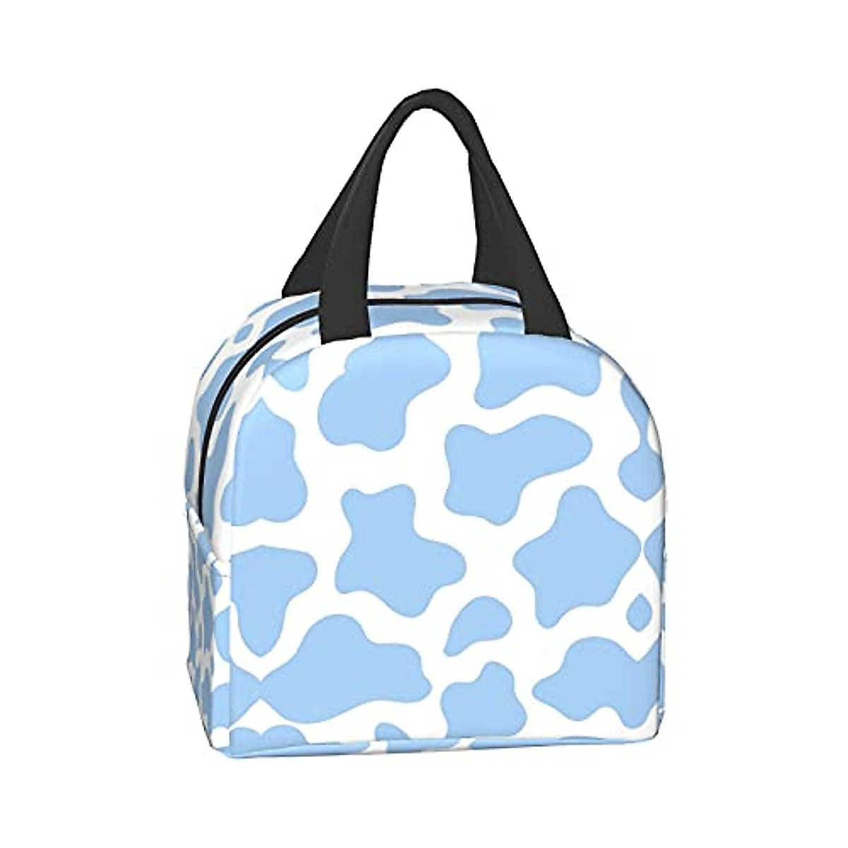 carati Insulated Lunch Bag for Women, Cooler Tote Reusable Lunch Box Container For Work Office Travel Picnic Light Blue Cow Animal