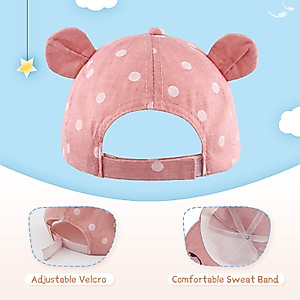 Dot Partten Baby Caps Summer Girl Boys Sun Hat With Ear Spring Summer Newborn Photography Props (Pink),One Size