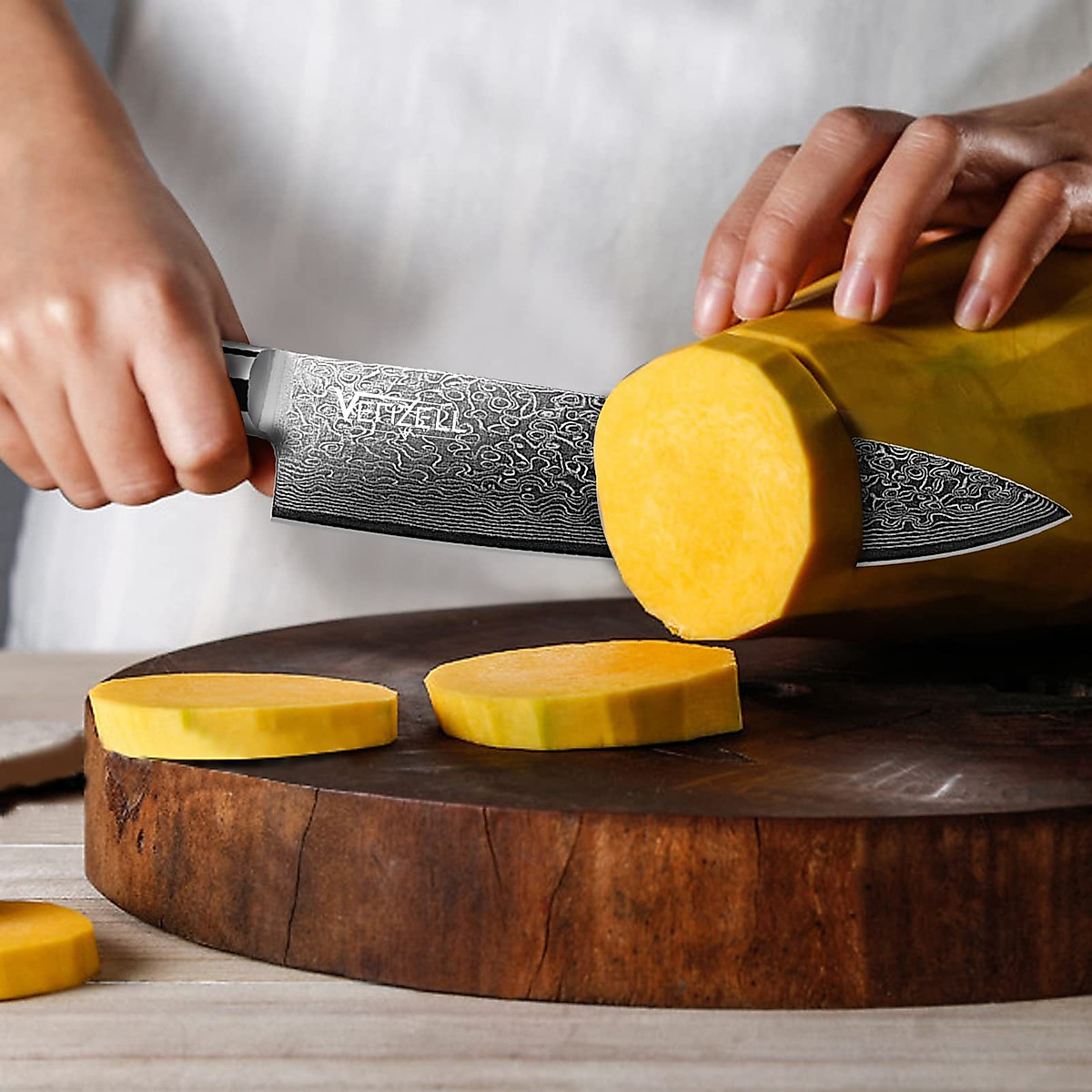 VENZELL Handmade 8 inch Chef Knife, 67-layer Damascus Stainless Steel Knife, HRC60±2 Professional Chopping Knife with Ergonomic PAKKA Wood Handle