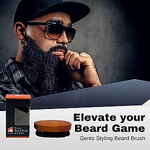 G.B.S 2 Pack Beard Travel Brush with Boar Bristles Great for Dry or Wet Beards Distributes Balm, Oil for Growth and Shine and Softness Professional Durable Camping