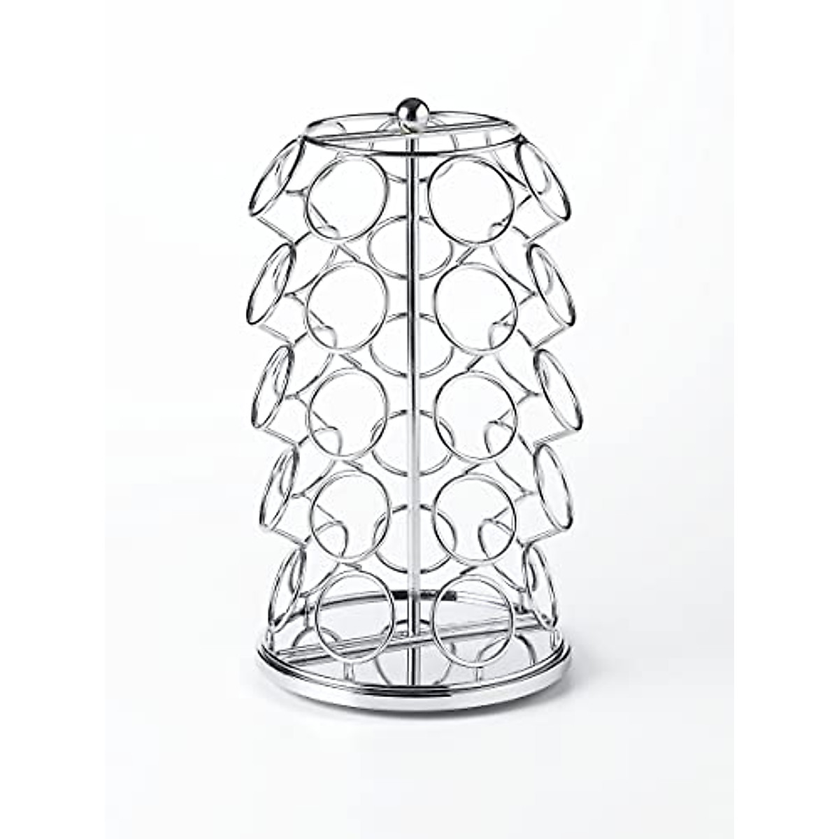 Nifty K Cup Holder – Compatible with K-Cups, Coffee Pod Carousel | 35 K Cup Holder, Spins 360-Degrees, Lazy Susan Platform, Modern Chrome Design, Home or Office Kitchen Counter Organizer