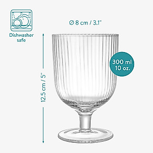 Navaris Snifter Glasses (Set of 4) - 10 oz Glass Snifters for Whiskey, Wine, Brandy, Drinks, Desserts - Decorative Fluted Glassware - Dishwasher-Safe