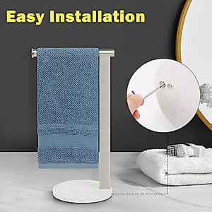Winmien Stainless Steel L-Shaped Hand Towel Holder, SUS304 Bathroom Towel Rack with Thickened Base for Countertop Vanity (Brush Nickel)