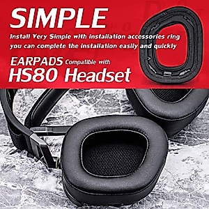HS80 Ear Pads Compatible with HS80 Headset I Thicker Enhanced Memory Foam - More Soft Comfort Protein Leather by DIMOST