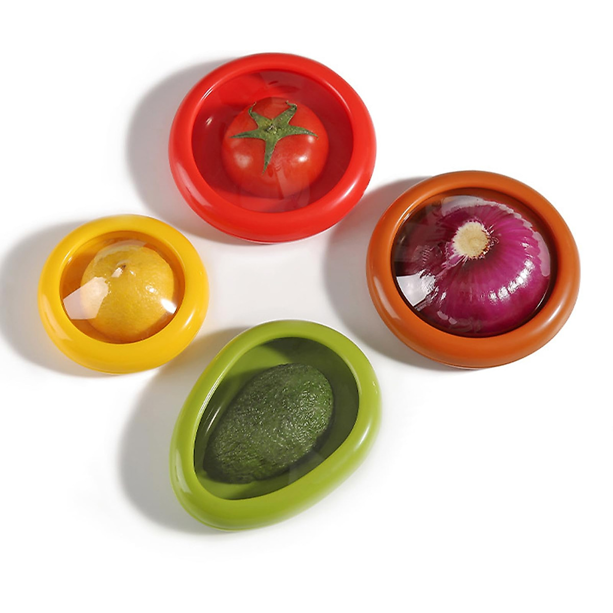 Defresit Silicone Fruit Storage Boxes, Avocado Saver, Onion Keeper, Garlic Holder, 4-Pack, 2"L x 5"W x 2"H, 0.82 Pints, BPA Free, Air Tight, Non-Porous, Durable, Refrigerator Safe